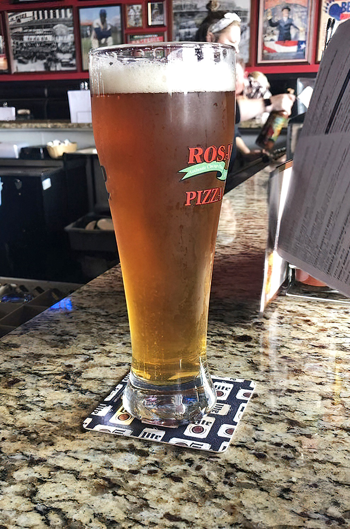 A tall, cold beer in a Rosati's glass &ndash; because pizza without beer is like Chicago without the Cubs. A perfect pairing since time immemorial.