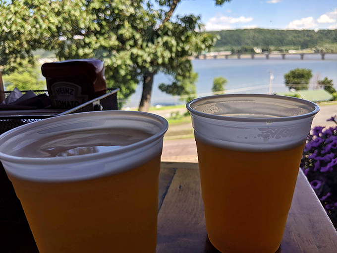 Cold beer with a water view—nature's perfect pairing for smoked meats and the ideal way to cool down a BBQ-heated palate.