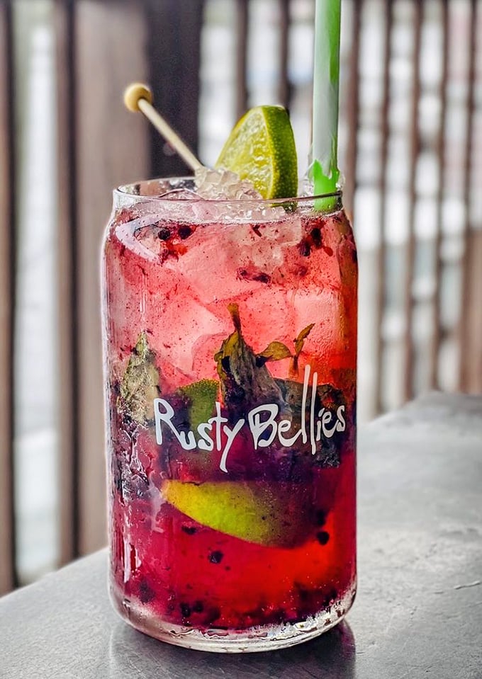 A berry mojito that makes you forget you're not in the Caribbean, just wonderfully close.