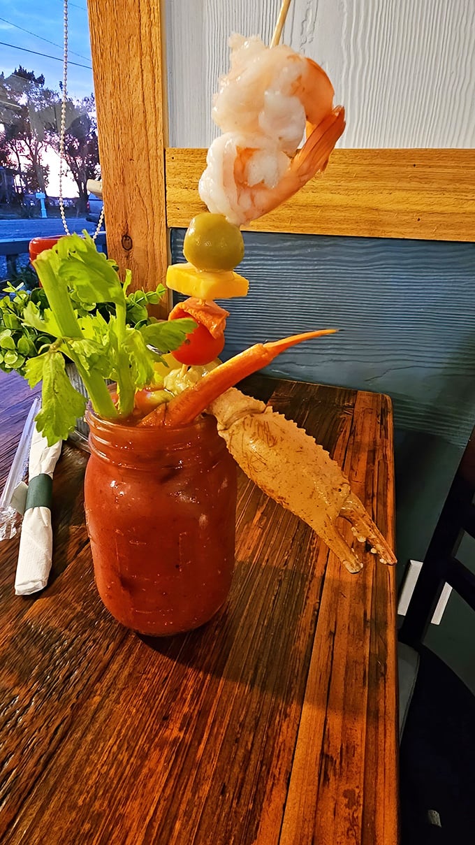 This isn't just a Bloody Mary—it's a liquid salad topped with seafood. When your drink requires a knife and fork, you know you're in Florida.