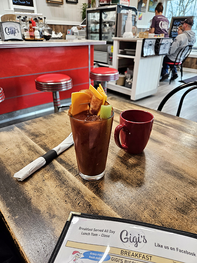 Their Bloody Mary comes dressed to impress with cheese, celery, and enough garnishes to count as a small appetizer. Morning salvation in a glass.
