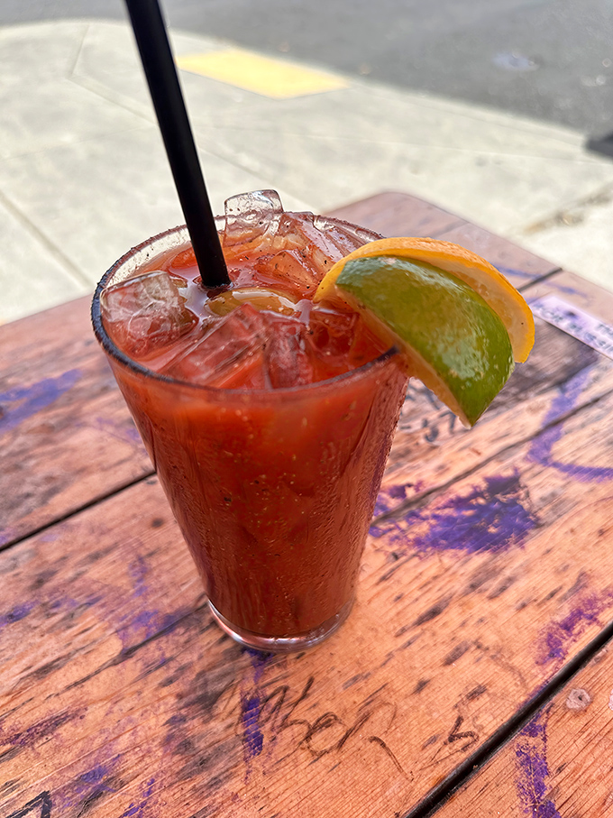 A proper Bloody Mary: the traditional breakfast of champions and the perfect companion while waiting for your chicken order.