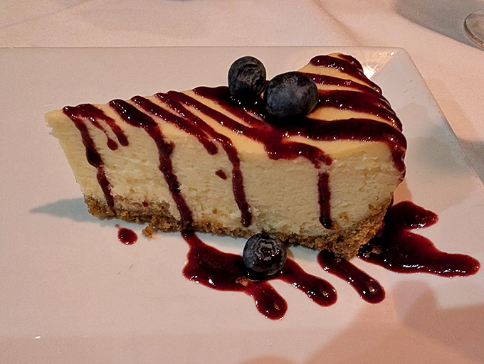 Blueberry cheesecake with the perfect ratio of fruit to cheese to crust. Some mathematical equations are delicious.