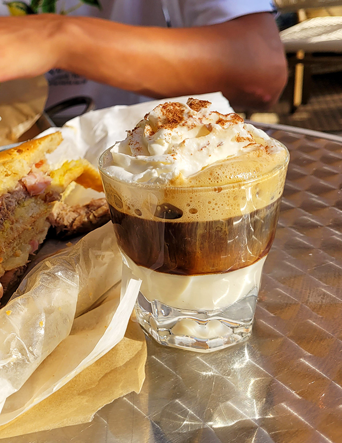 This bombon coffee doesn't just wake you up &ndash; it serenades your taste buds with layers of espresso, milk, and whipped cream.