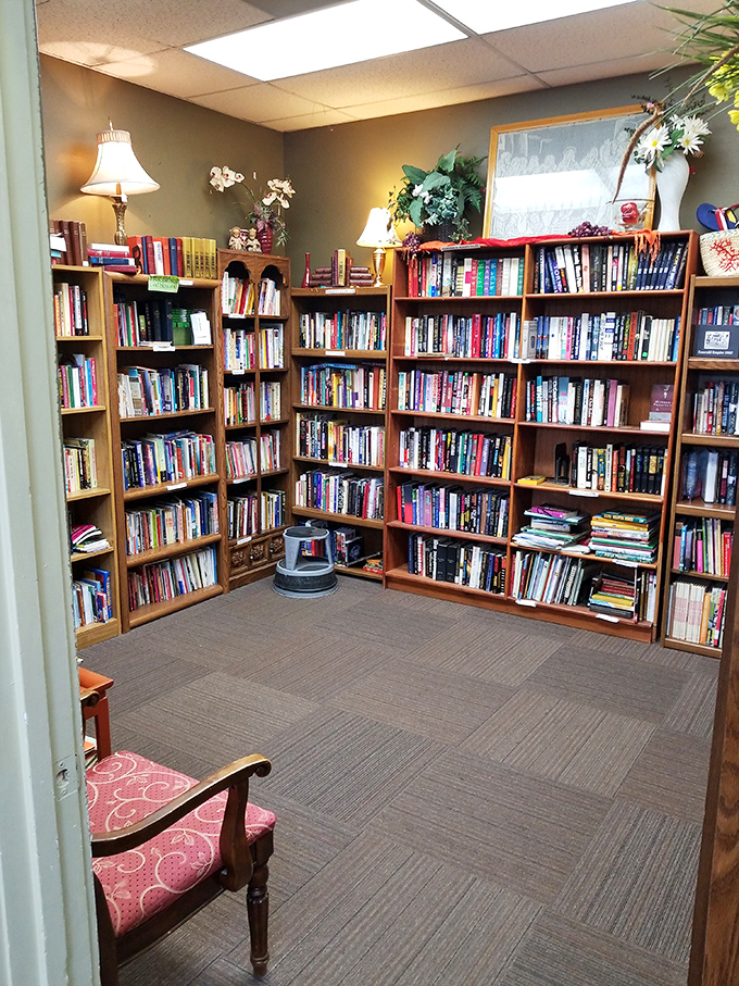 The book nook: where literary treasures hide between forgotten bestsellers. That chair in the corner is practically whispering, "Sit down and read awhile."