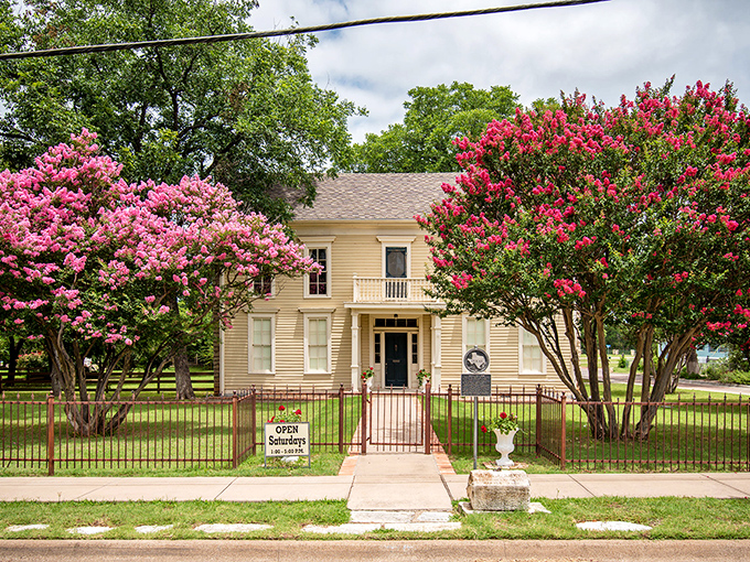 Framed by blooming crepe myrtles, this historic home stands as a testament to Southern grace and the kind of front porch where sweet tea was practically invented.