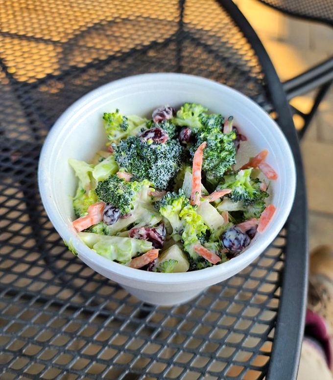 Even vegetables get the royal treatment here &ndash; this broccoli salad might be the only side dish that gets fought over as much as the meat.