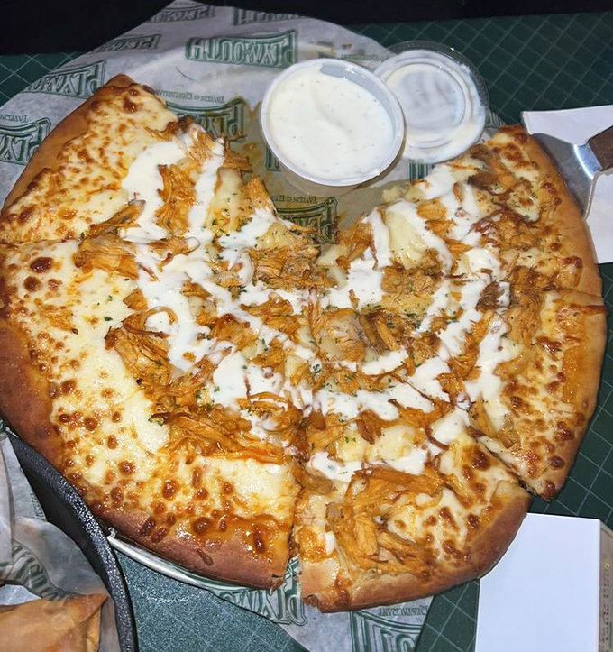 Buffalo chicken pizza that bridges two of America's greatest food inventions &ndash; the crispy, cheesy canvas topped with tangy buffalo chicken deserves its own food holiday.