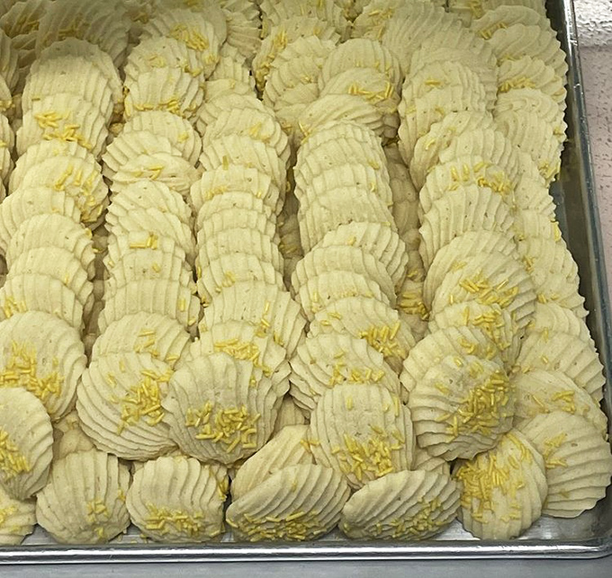 These butter cookies march in formation like delicious little soldiers ready for snack time duty.