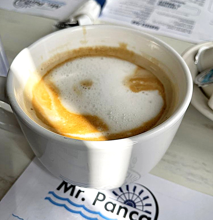Even the coffee at Mr. Pancake seems to smile back at you, as if to say, "You made the right choice this morning."