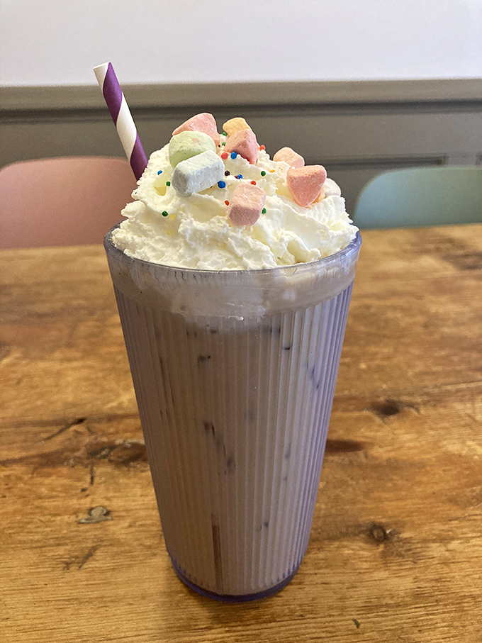 This isn't just a milkshake &ndash; it's childhood nostalgia in a glass, complete with colorful sprinkles and marshmallows that would make your inner eight-year-old squeal.