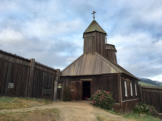 Not your typical California mission! The Orthodox chapel's distinctive onion domes and wooden construction speak to Russia's brief but significant California chapter.