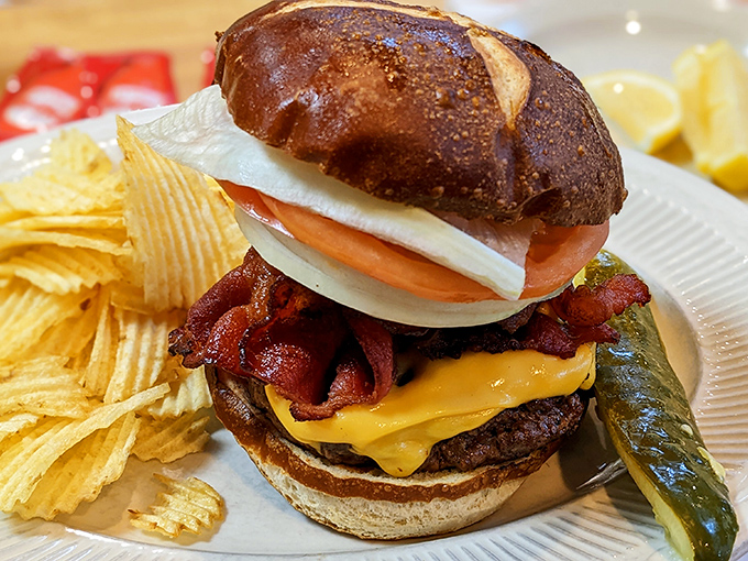 The cheeseburger that answers the eternal question: "Can breakfast places do lunch?" with a resounding "You bet your bacon they can!"