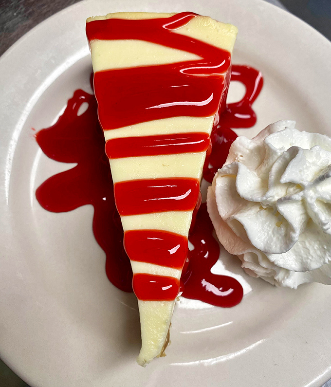 Cheesecake with strawberry sauce that makes you wonder if dessert should actually come first. Life's uncertain&mdash;eat the sweet stuff first! 