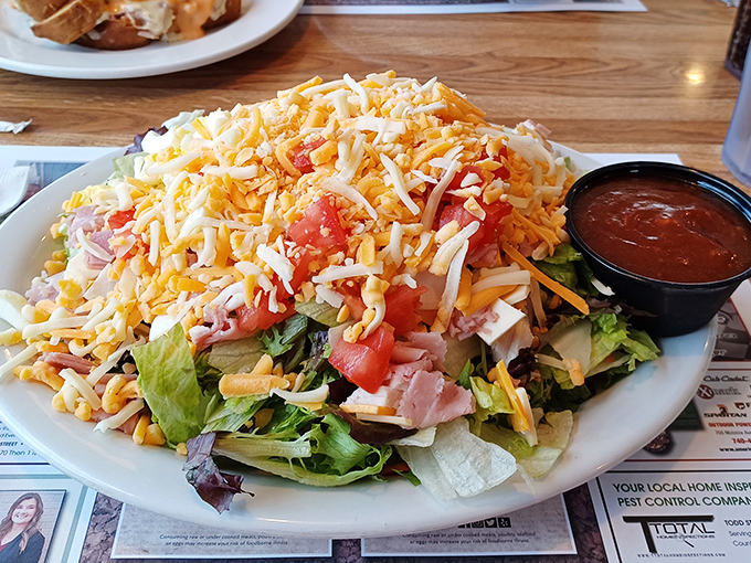 This isn't just a salad &ndash; it's a colorful rebellion against boring lunches, topped with enough cheese to make even vegetables exciting. 