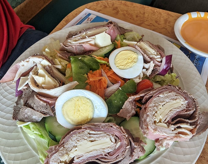This chef's salad isn't just a meal&mdash;it's architecture. Those perfectly rolled meats and boiled eggs create a protein playground worth diving into.