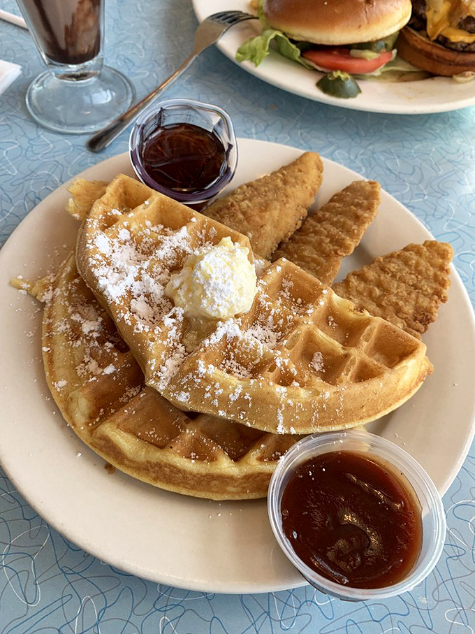Golden waffles and crispy chicken &ndash; proof that some of life's greatest pleasures come from unexpected combinations.