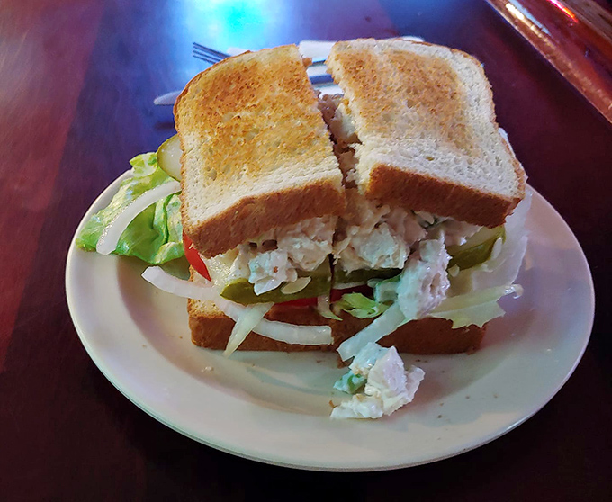 A chicken salad sandwich that puts country club versions to shame. Fresh, creamy, and substantial&mdash;proof that classics become classics for good reason.