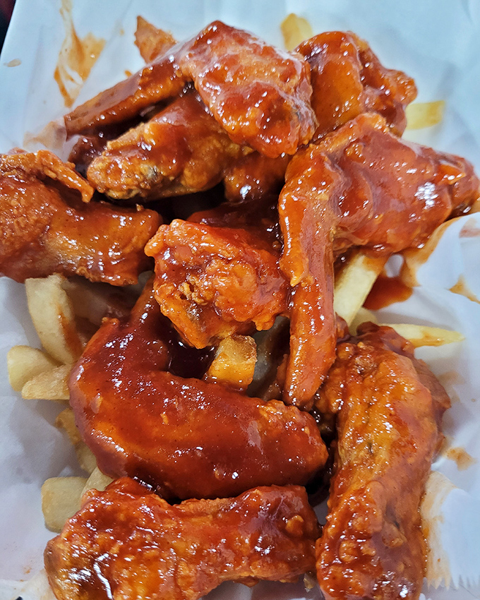Wings so saucy they should come with their own napkin dispenser. The perfect sidekick for seafood skeptics or those seeking land-based delights.