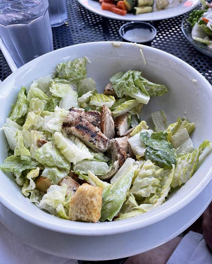 A Caesar salad that actually delivers on the promise of freshness&mdash;crisp romaine embracing grilled chicken like they were meant to be together.
