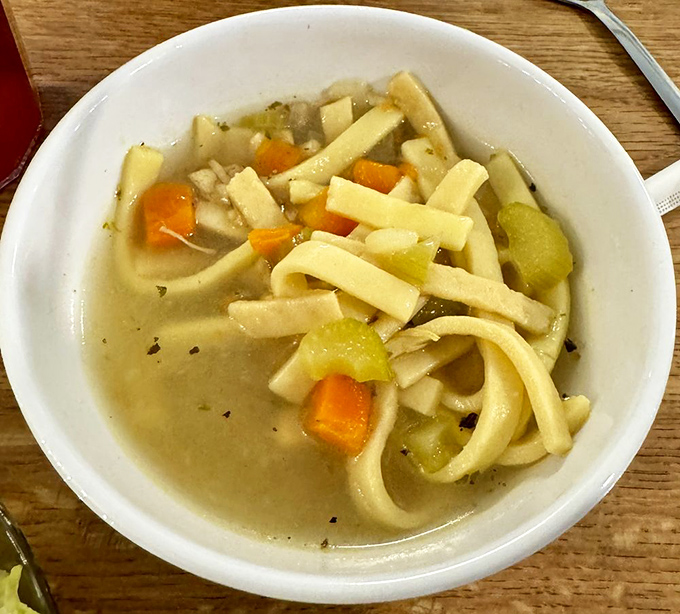 Chicken noodle soup that looks like it could cure whatever ails you, including Monday mornings.
