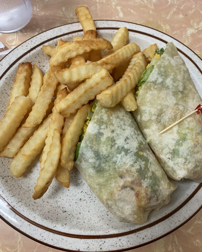 A wrap that's actually wrapped properly &ndash; no filling escaping, no soggy bottom, just crispy fries alongside that make lunch feel like a victory.