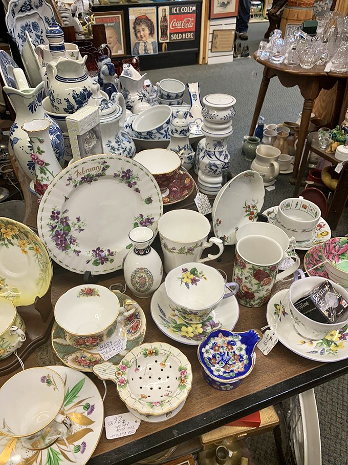 Teacups and saucers and plates, oh my! This delicate china collection awaits someone who appreciates that dinner parties were once elaborate affairs, not pizza on paper plates.
