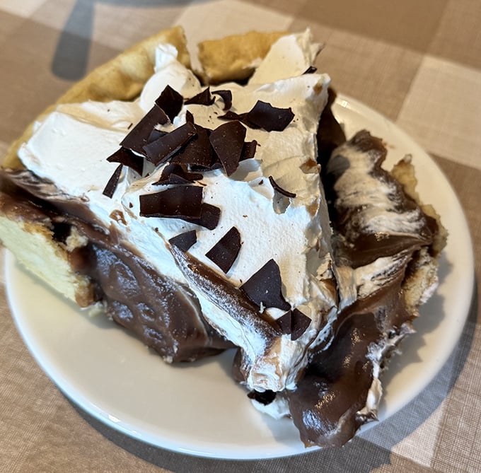 This chocolate cream pie isn't just dessert&mdash;it's therapy. Layers of chocolate, cream, and more chocolate that would make Willy Wonka jealous.