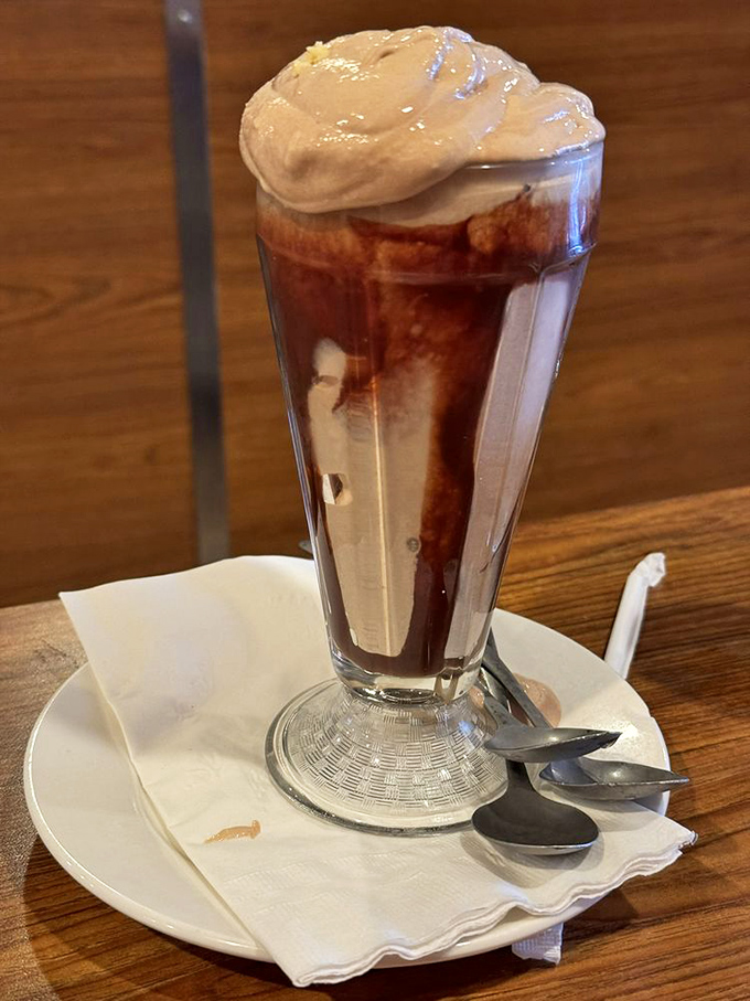 That chocolate malt isn't playing around&mdash;thick enough to require serious straw commitment but worth every bit of the delicious effort.