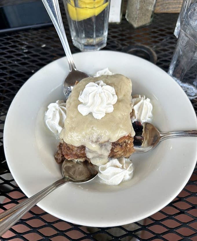 Dessert that makes you question your life choices &ndash; not ordering two portions of this cinnamon roll bread pudding might be your biggest regret of the year.