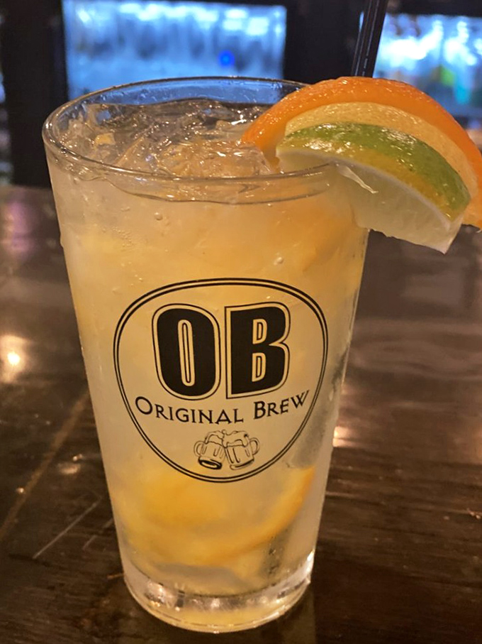 The "OB Original Brew" isn't just a drink&mdash;it's summer in a glass, complete with citrus slices that add both color and vacation vibes.