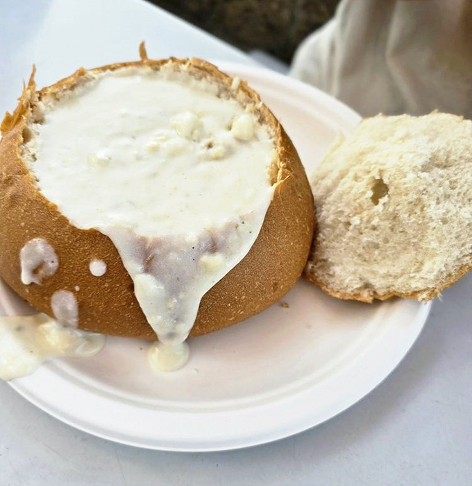 8. clam chowderClam chowder served in a sourdough bread bowl&mdash;the edible vessel that turns soup into an interactive eating adventure. Comfort food that hugs you from the inside.