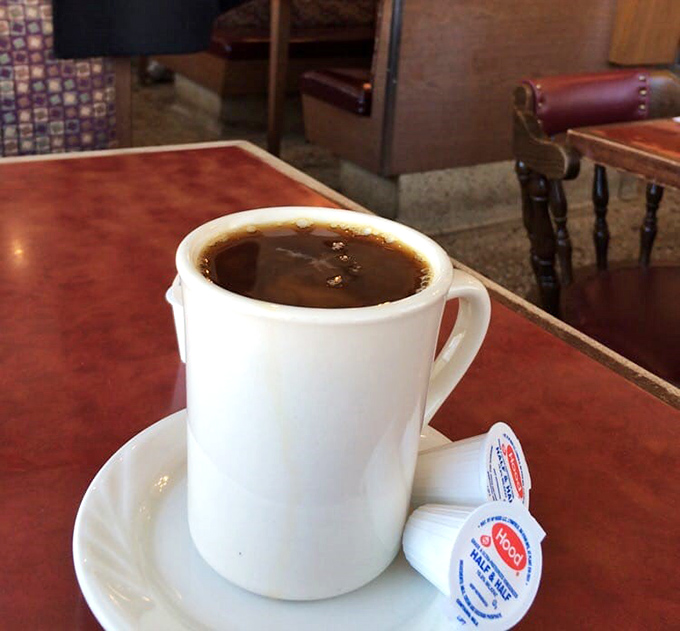 That classic diner coffee &ndash; somehow always better than what you brew at home, served in the iconic thick white mug that says "refills welcome."