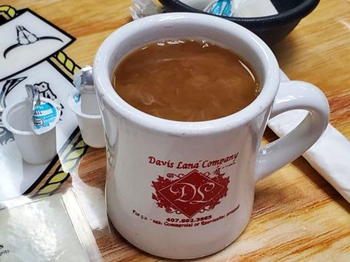 Coffee served in a sturdy mug&mdash;the universal signal that you're in a place that understands breakfast fundamentals.