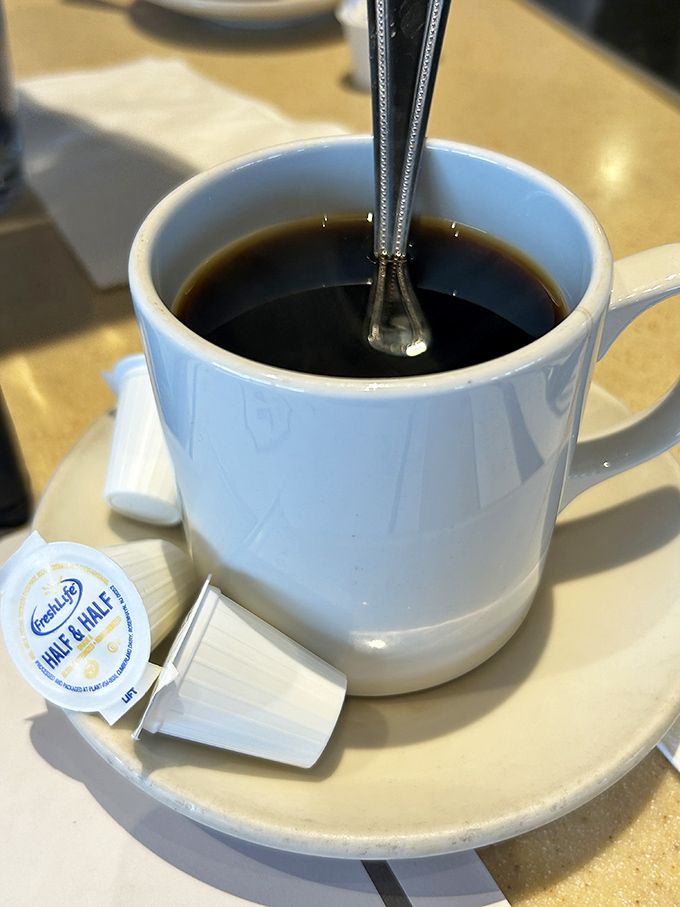 Coffee served in the classic white diner mug&mdash;the vessel that has launched a thousand productive mornings and rescued countless Sunday hangovers.