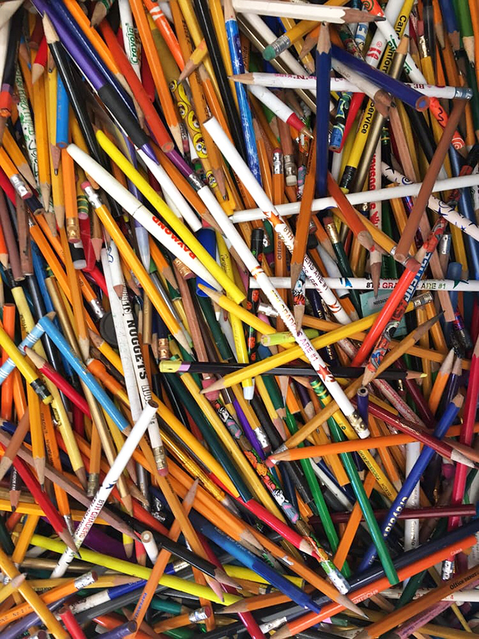 A rainbow rebellion of colored pencils, where no two are alike and every one holds the promise of your next masterpiece.