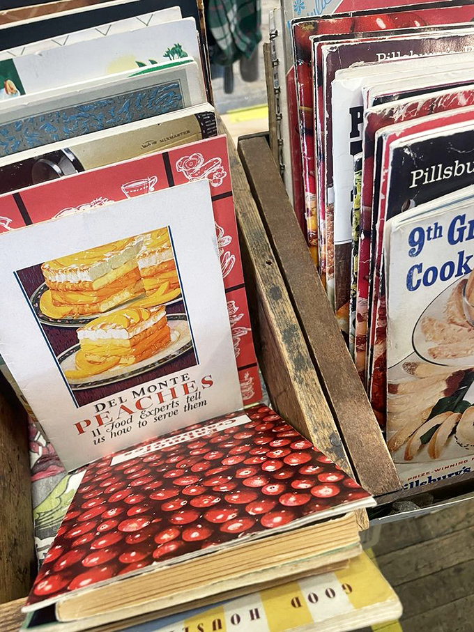 Vintage cookbooks that reveal our culinary past. That Del Monte peaches guide suggests a time when "food styling" meant perfect circles of fruit.