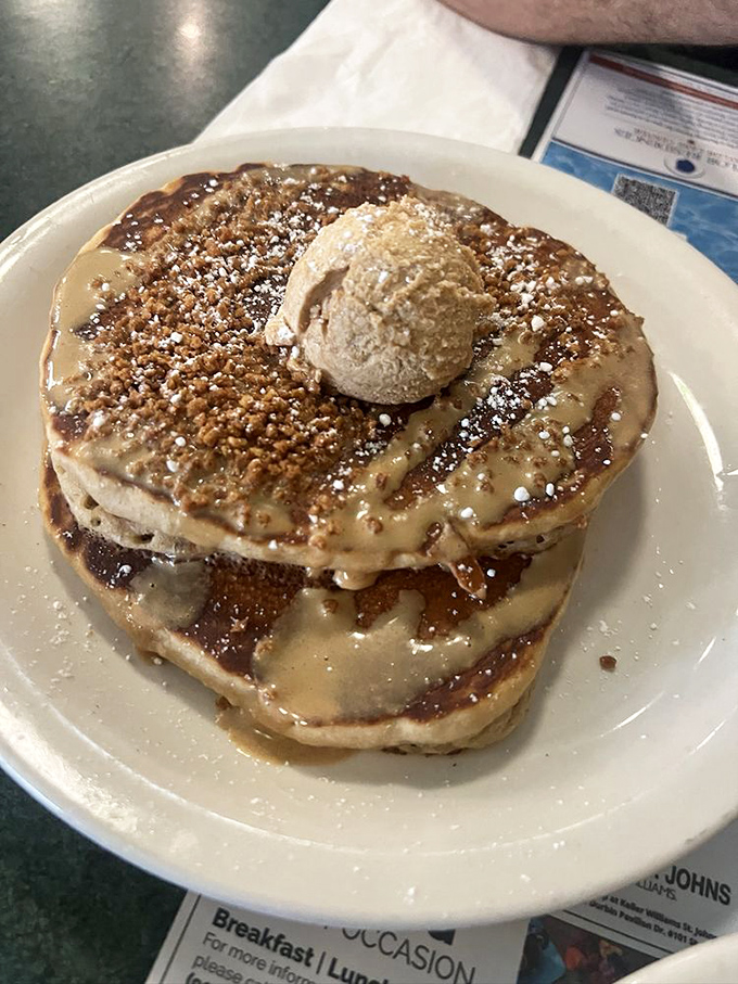 These cinnamon-dusted pancakes with a scoop of butter aren't just breakfast &ndash; they're an edible hug that says "today's gonna be alright."