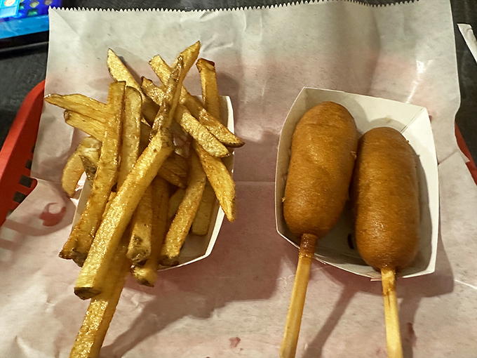 Corn dogs: Nature's way of telling us that anything becomes more fun when served on a stick with a side of nostalgia.