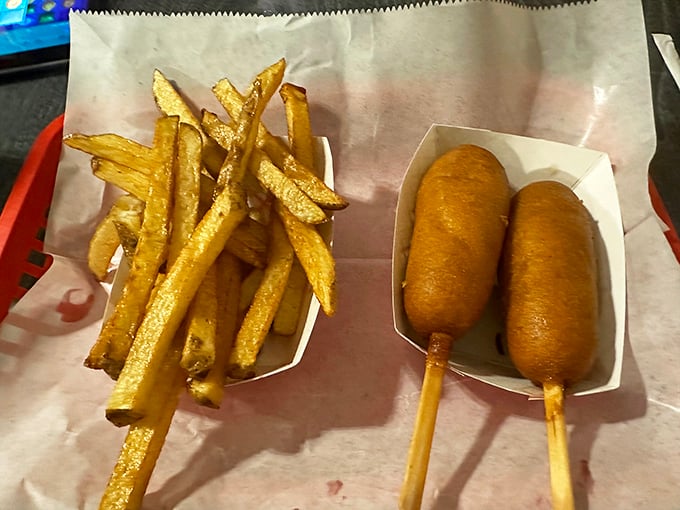 Corn dogs: Nature's way of telling us that anything becomes more fun when served on a stick with a side of nostalgia.