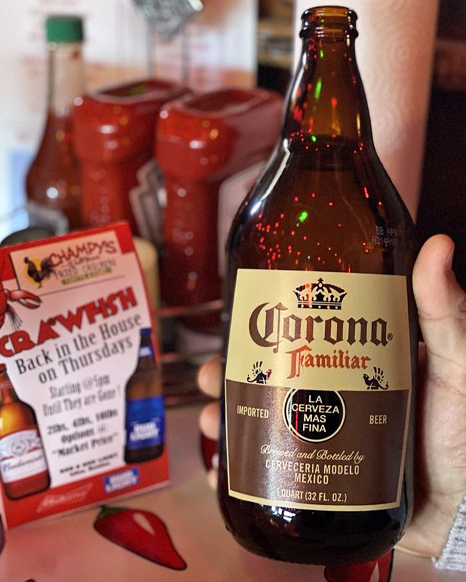 Nothing complements Southern fried goodness like an ice-cold Corona. It's nature's perfect palate cleanser between bites of spicy chicken.