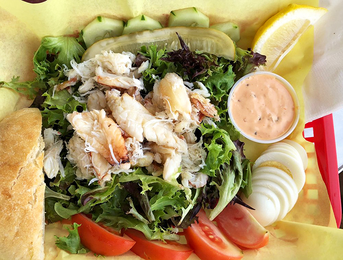 Garden meets ocean in perfect harmony. This crab salad transforms ordinary greens into a celebration of Oregon's bounty with generous chunks of sweet meat.