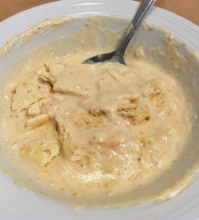 Cream of crab soup so rich and velvety, it could make a lobster bisque jealous. Liquid comfort in a bowl.