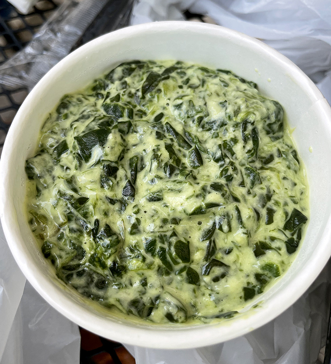 Creamed spinach that somehow makes you feel virtuous while indulging—Popeye's favorite side dish got dressed up for a night out.