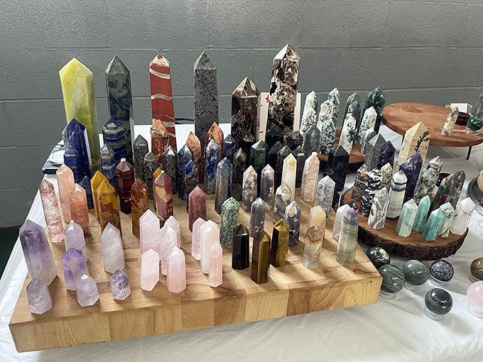 Crystal kingdom! These colorful mineral towers transform an ordinary table into a dazzling display of earth's geological wonders.