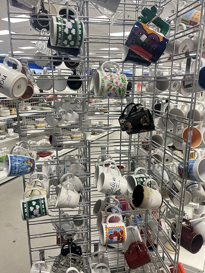 Mug collectors will lose their minds over this spinning tower of ceramic personality. Each cup tells a different story &ndash; from vacation memories to quirky sayings.
