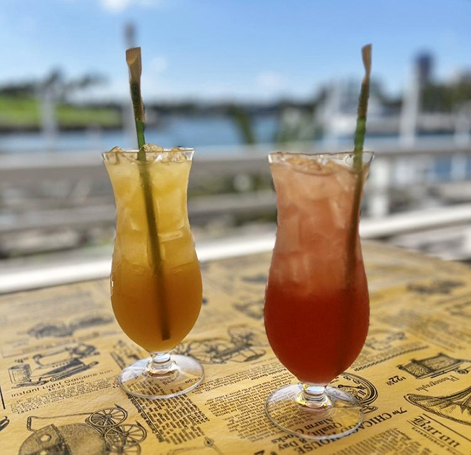 Colorful cocktails with harbor views&mdash;because nothing complements Cajun spice quite like something sweet, cold, and potentially regrettable in large quantities.