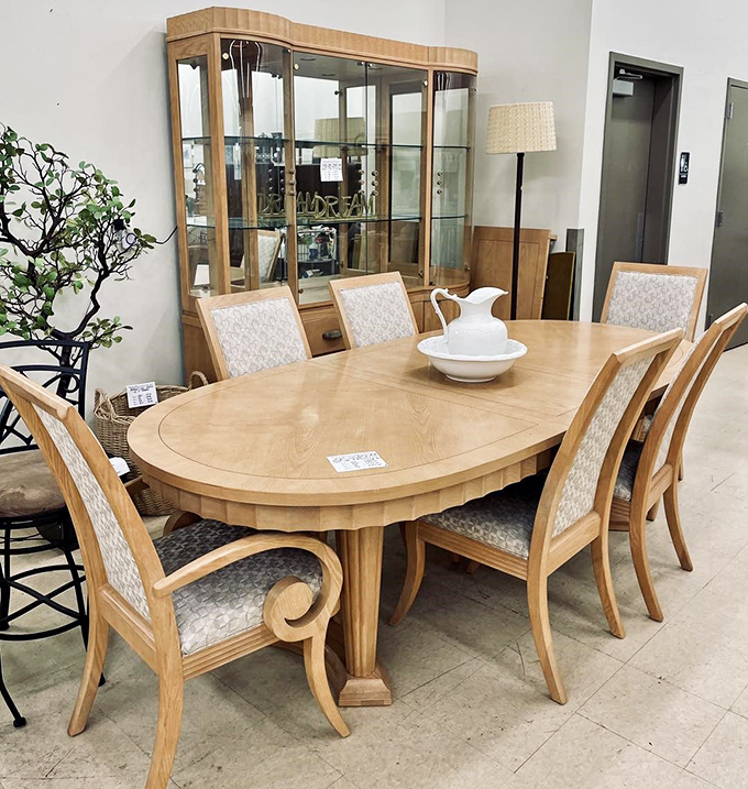 This elegant dining set isn't just furniture&mdash;it's the backdrop for future family Thanksgiving arguments and birthday celebrations.