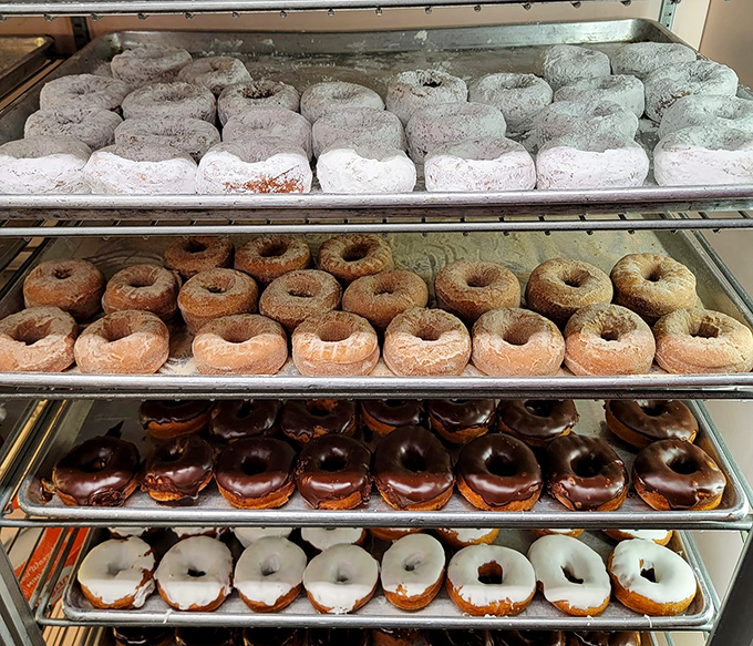 The donut display case showcases a United Nations of fried dough&mdash;from powdered ambassadors to chocolate-glazed diplomats negotiating peace with your diet.