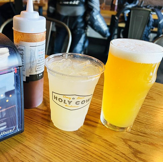 Lemonade and beer keep things simple, because when the meat's this good, fancy cocktails would just complicate matters.